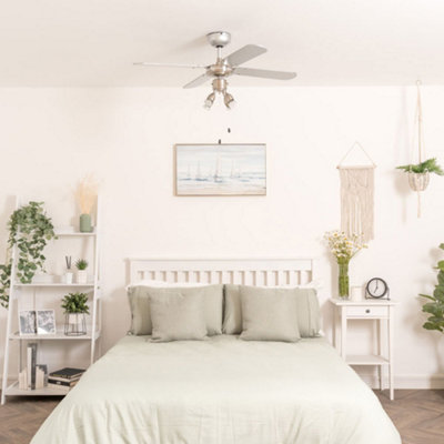 ValueLights Scimitar 42" 4 Blade Chrome & Black Ceiling Light Fan