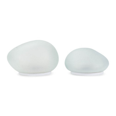 ValueLights Set of 2 - Solar Powered Outdoor Garden Pebble Lights Glass ...