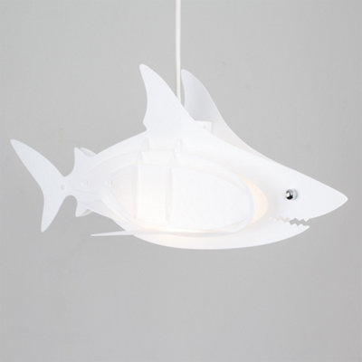 ValueLights Shark White Ceiling Pendant Shade and B22 GLS LED 6W Warm ...