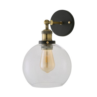 ValueLights Sheridan Industrial Style Black and Gold Wall Light with ...