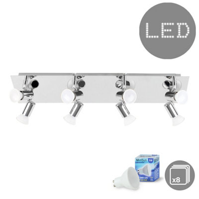 ValueLights Silver Ceiling Bar Spotlight and GU10 Spotlight LED 5W Cool ...