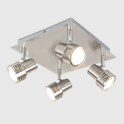 ValueLights Silver Ceiling Bar Spotlight and GU10 Spotlight LED 5W Cool ...