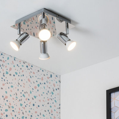 ValueLights Silver Ceiling Bar Spotlight and GU10 Spotlight LED 5W Warm ...
