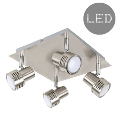 ValueLights Silver Ceiling Bar Spotlight Includes 4 x GU10 LED Warm ...