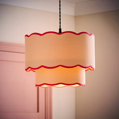 ValueLights Sloane 2 Tier Pink Colour Clash Scallop Ceiling Lamp Shade ...