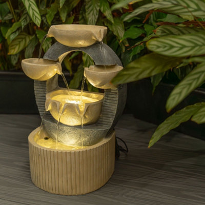 ValueLights Solar Powered Bowl Water Feature Outdoor Fountain