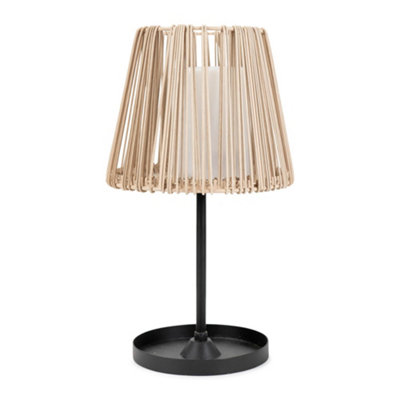 ValueLights Solar Powered Natural Rattan Outdoor Tabletop Light, Garden ...