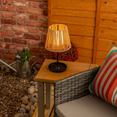ValueLights Solar Powered Natural Rattan Outdoor Tabletop Light, Garden ...