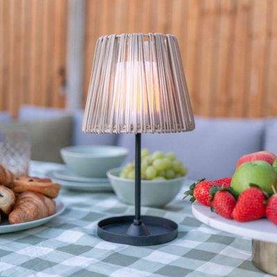 ValueLights Solar Powered Natural Rattan Outdoor Tabletop Light, Garden ...
