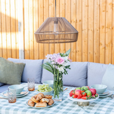 ValueLights Solar Powered Outdoor Garden Natural Rattan Pendant Hanging ...