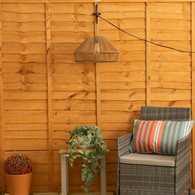 ValueLights Solar Powered Outdoor Garden Natural Rattan Pendant Hanging ...