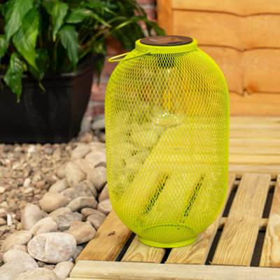 ValueLights Solar Powered Outdoor Red Metal Mesh Basket Garden Lantern ...