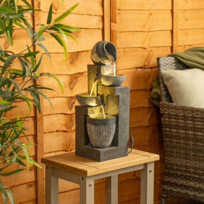 ValueLights Solar Powered Stacking Pots Water Feature Outdoor Fountain