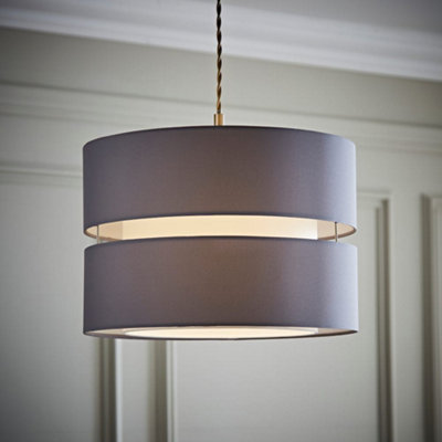 ValueLights Sophia Large Grey 2 Tier Ceiling Light Shade (D)35cm