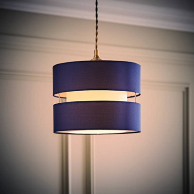 ValueLights Sophia Small Navy 2 Tier Ceiling Light Shade (D)26cm