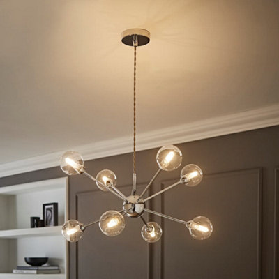 VALUELIGHTS SPUTNIK CHROME 8 WAY GLASS GLOBE PENDANT CEILING LIGHT AND ...