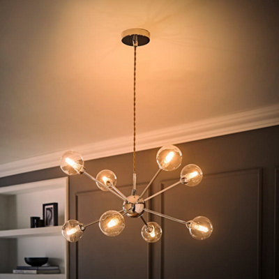 VALUELIGHTS SPUTNIK CHROME 8 WAY GLASS GLOBE PENDANT CEILING LIGHT AND ...