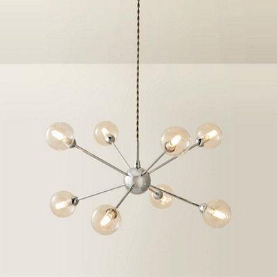 VALUELIGHTS SPUTNIK CHROME 8 WAY GLASS GLOBE PENDANT CEILING LIGHT AND ...