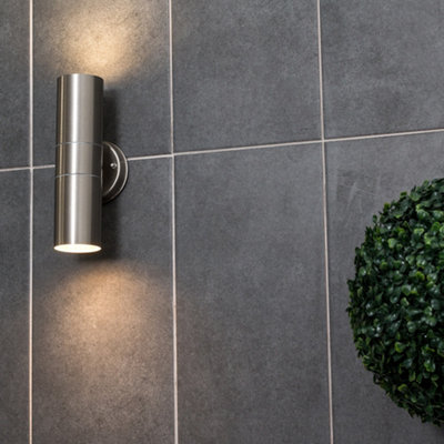 ValueLights Stainless Steel Silver External Up/Down IP44 Rated Outdoor ...