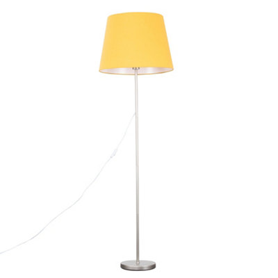 ValueLights Standard Floor Lamp In Brushed Chrome Metal Finish Withn ...