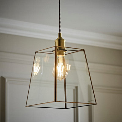 ValueLights Susie Glass Lantern Gold Case Easy Fit Lamp Shade (D)18cm