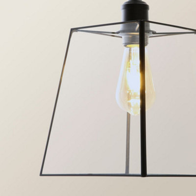 ValueLights Susie Glass Lantern Lamp Shade 3 Drop Matte Black Diner ...