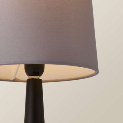 ValueLights Teardrop Pair of Black Touch Table Lamps with Grey Shade ...