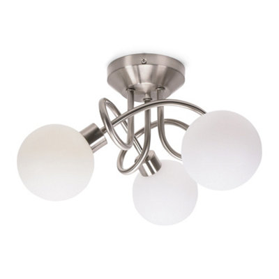 ValueLights Velika Chrome 3 Way Flush Ceiling Light with White Frosted ...