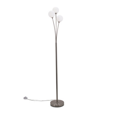 ValueLights Velika Chrome 3 Way Triple Floor Lamp with White Frosted ...