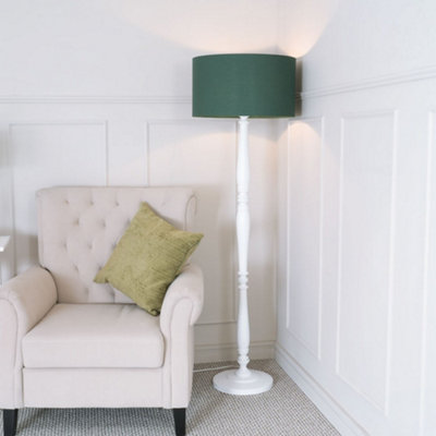 ValueLights Victoria Traditional White Wood Candlestick Floor Lamp with ...