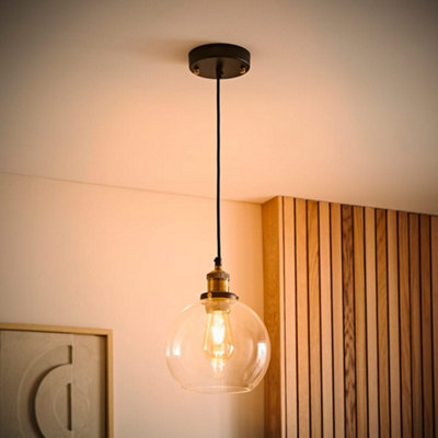 ValueLights Vintage Black And Gold Ceiling Pendant And Clear Glass ...