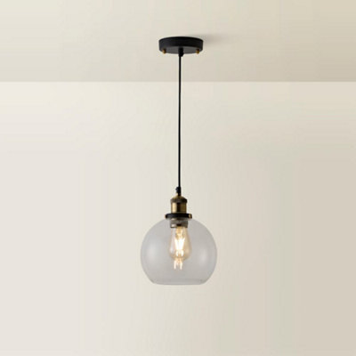ValueLights Vintage Black And Gold Ceiling Pendant And Clear Glass ...