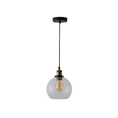 ValueLights Vintage Black And Gold Ceiling Pendant And Clear Glass ...