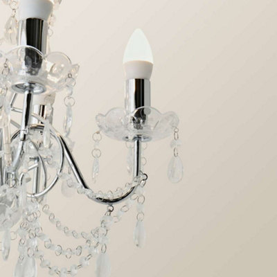 ValueLights Viscount 5 Way Silver Chrome Ceiling Light Chandelier with ...