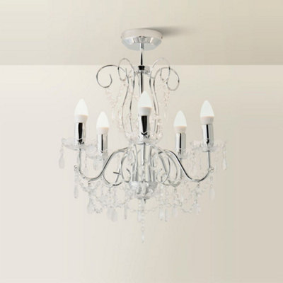 ValueLights Viscount 5 Way Silver Chrome Ceiling Light Chandelier with ...