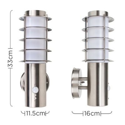 ValueLights Wharf Modern Silver Stainless Steel Outdoor Wired PIR ...