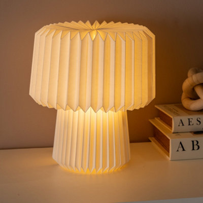 ValueLights White Origami Bedside Table Lamp with Paper Fold Pleated ...