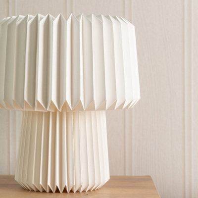 ValueLights White Origami Bedside Table Lamp with Paper Fold Pleated ...