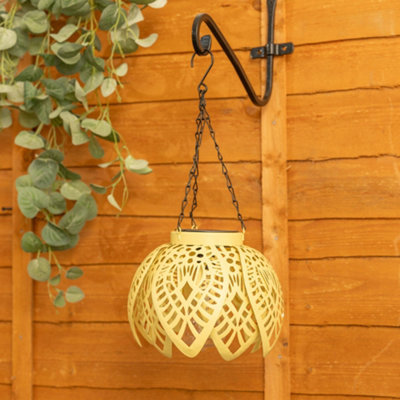 ValueLights Yellow Solar Powered Outdoor Garden Hanging Lantern Light