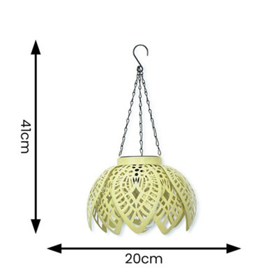 ValueLights Yellow Solar Powered Outdoor Garden Hanging Lantern Light