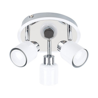 ValueLigths Modern Chrome And White 3 Way Round Plate Ceiling Spotlight ...