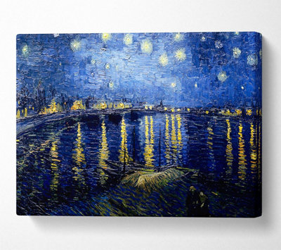 Van Gogh Starry Night Over The Rhone Blue Canvas Print Wall Art ...