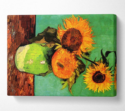 Van Gogh Three Sunflowers In A Vase Canvas Print Wall Art - Medium 20 x ...