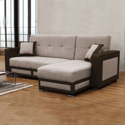 Vancouver Fabric Corner Storage Sofa Bed available in 2 Color - Brown ...