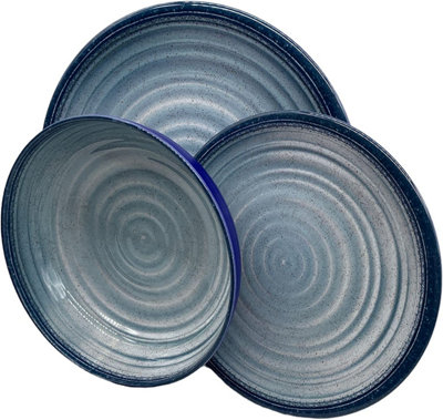 VANILLA LEISURE AMALFI 12 PIECE PLATE AND BOWL MELAMINE DINNER SET FOR ...
