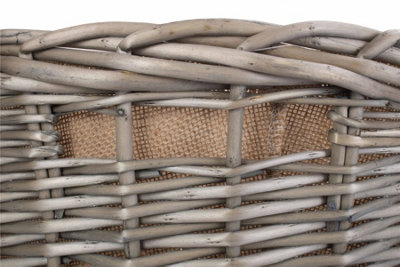 Vanilla Leisure Tapered Round Grey Lined Log Basket with integral ...
