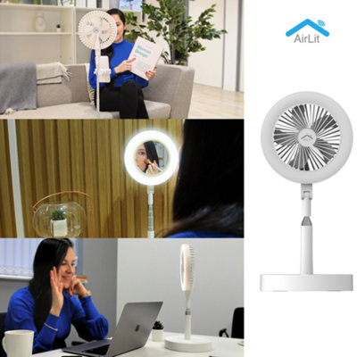 Vanity Mirror, Fan & Light - Portable & Smart with Adjustable Height ...