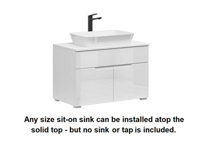Vanity Sink Unit 800mm Countertop Wall Floor Mounted Bathroom Cabinet ...