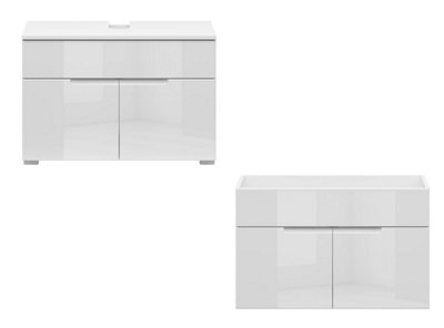 Vanity Sink Unit 800mm Countertop Wall Floor Mounted Bathroom Cabinet ...