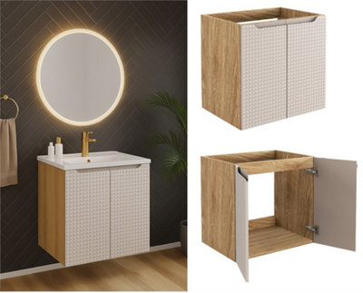 Vanity Unit Without Basin Beige 2 Door Storage Bathroom Cabinet Wall ...